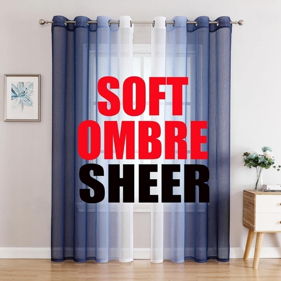 G2000 | Accents | Nib G200 Navy Blue White Ombre Sheer Drapes Pack Of 2 ...